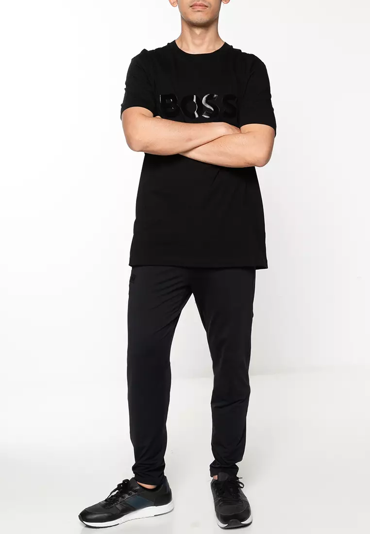 Buy BOSS Mirror Effect Logo Print Cotton Jersey T-Shirt - BOSS Green ...