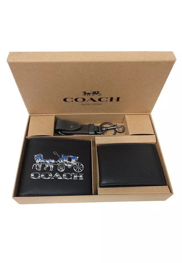 Buy COACH Mens Boxed 3 In 1 Wallet Gift Set With Horse And Carriage ...