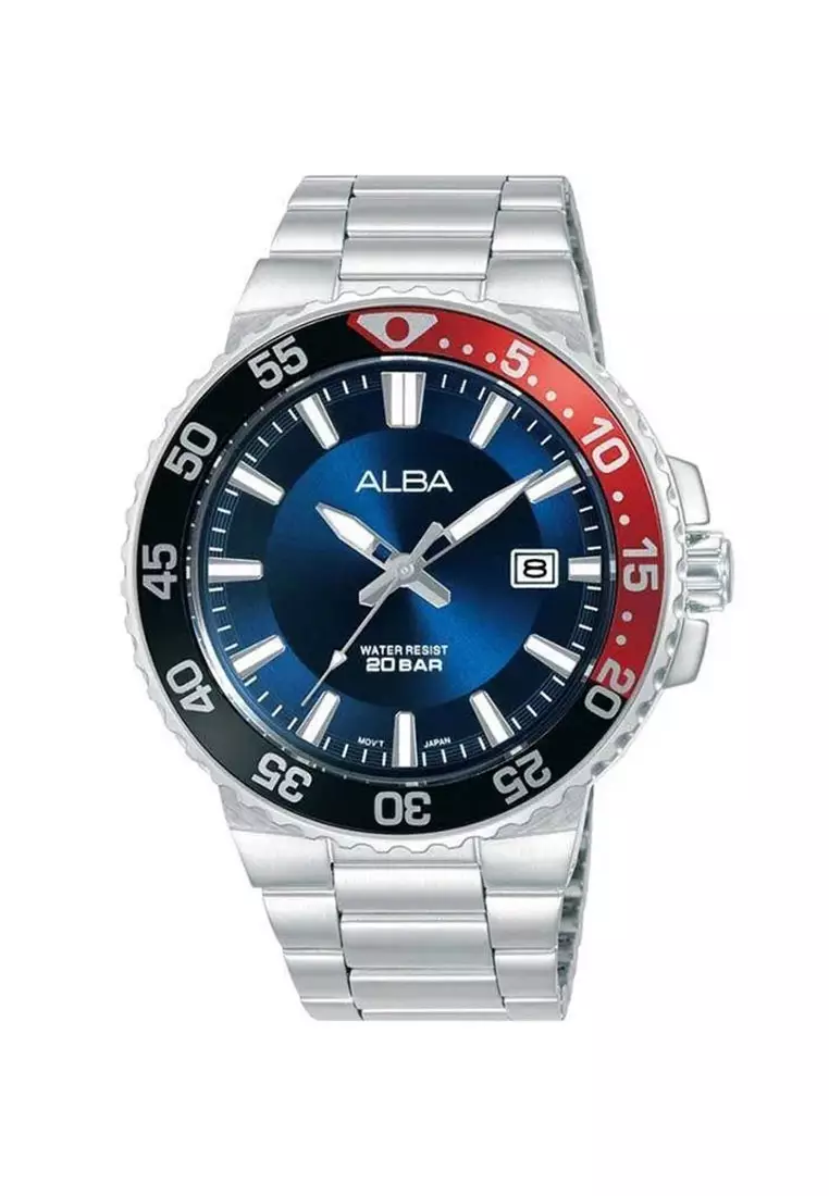 Jual Alba Alba Jam Tangan Pria - Silver Blue Red - Stainless Steel ...