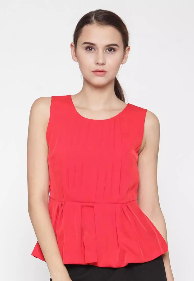 Jual The B Club Nikki Pleats Top Red Original 2024 | ZALORA Indonesia