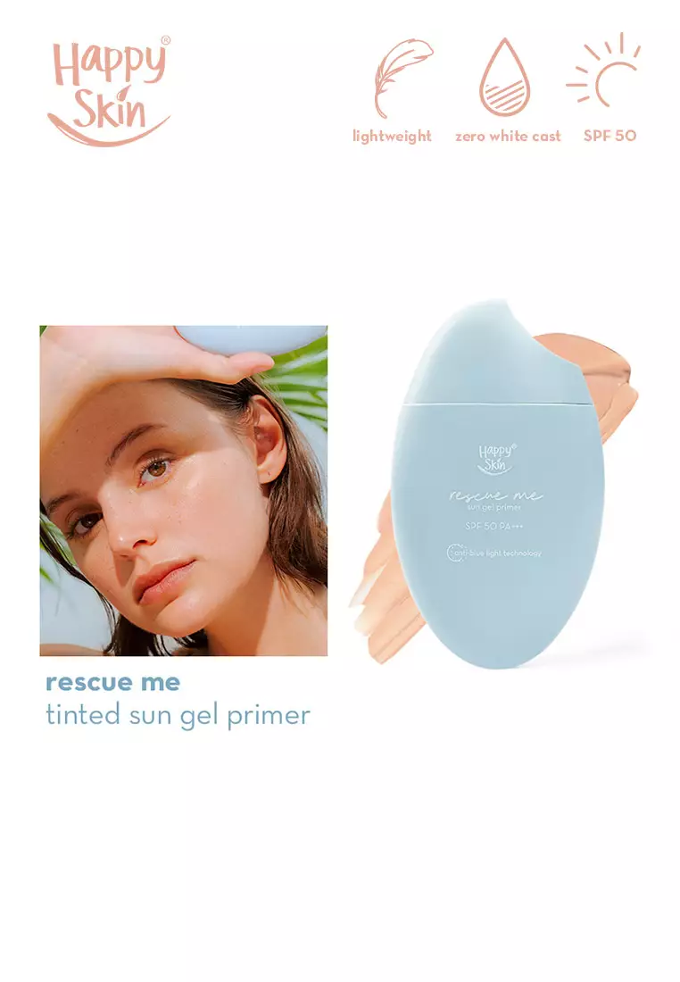 Buy Happy Skin Rescue Me Tinted Sun Gel Primer SPF 50 PA+++ with Anti ...