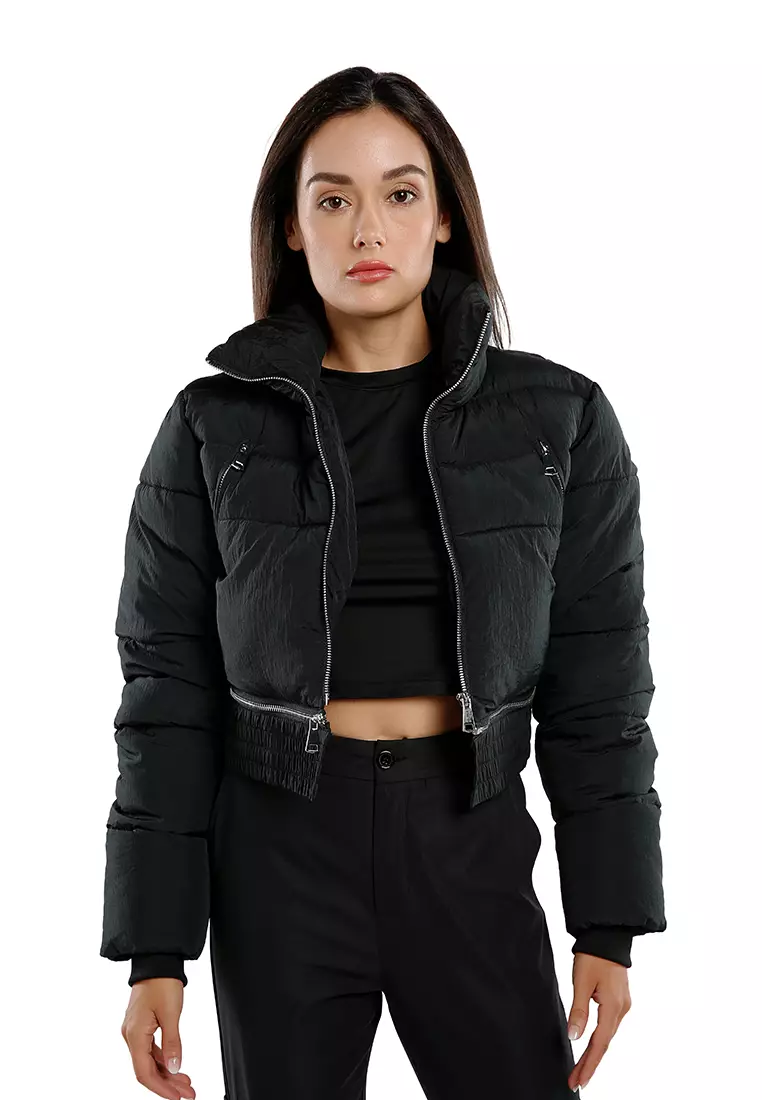 London Rag Black Cropped Detachable Turtleneck Puffer Jacket 2024 | Buy ...