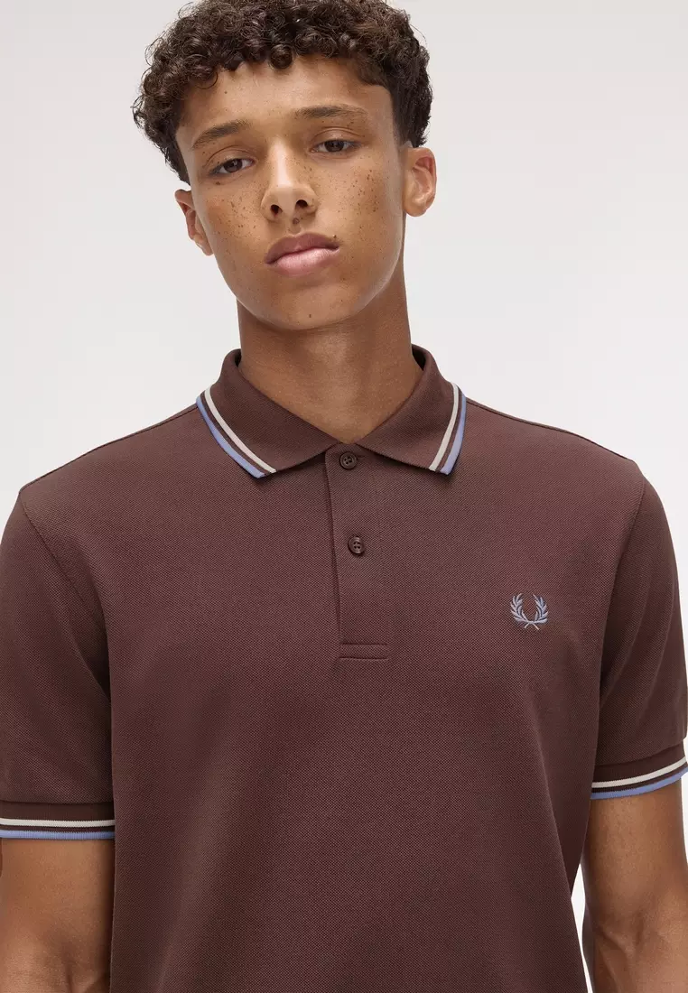 Buy Fred Perry Fred Perry M3600 Twin Tipped Fred Perry Shirt (Carrington Brick / Ecru / Light ...