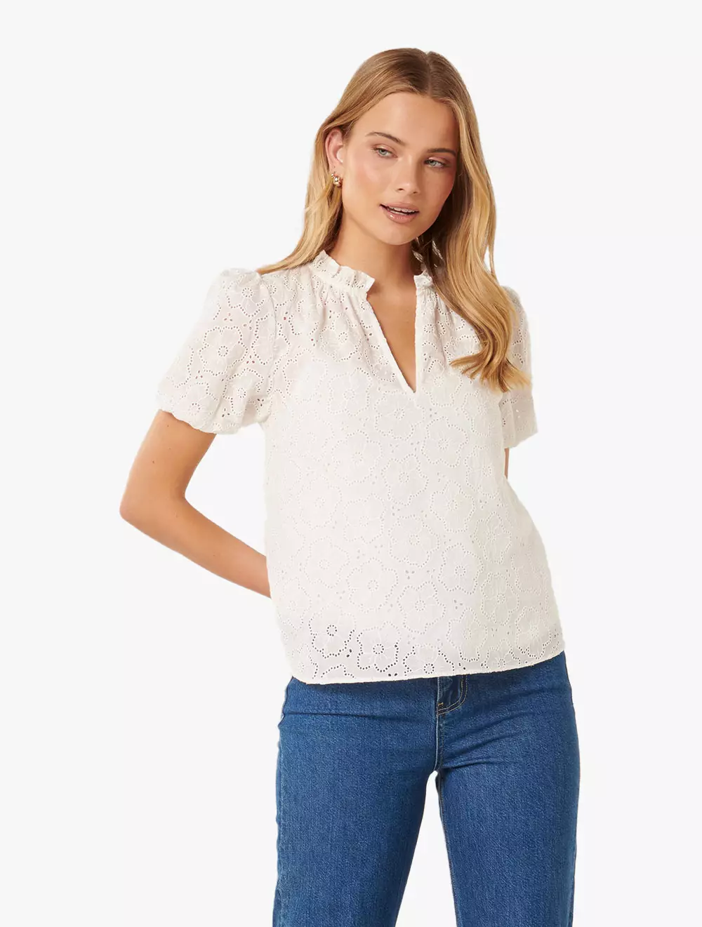 Jual Forever New Tottie Short Sleeve Broderie Top Original 2024 ...