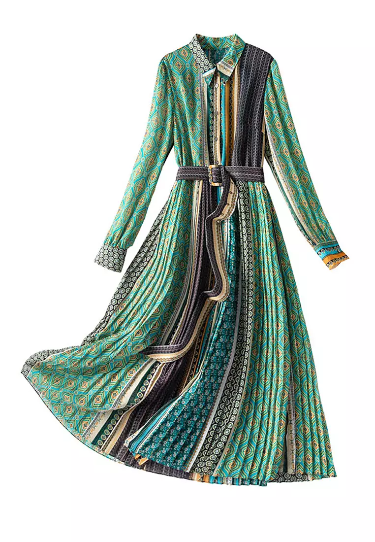Buy Twenty Eight Shoes Vansa Retro Floral Print Long Sleeve Dress Vcw
