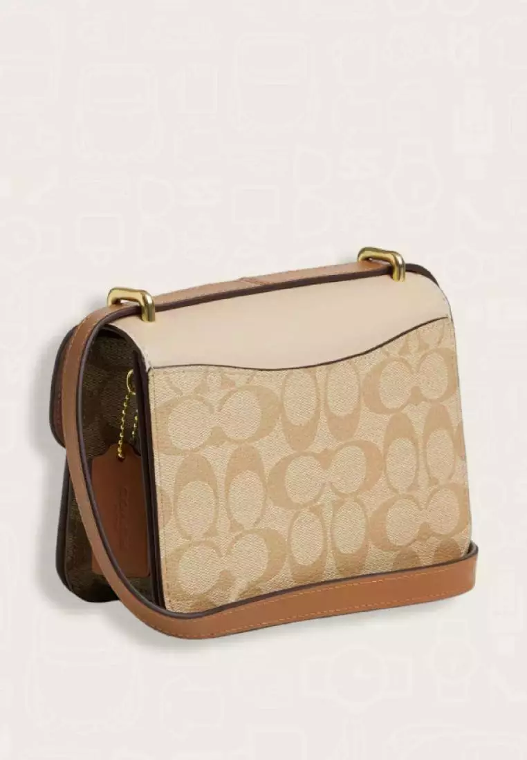 Jual Coach Coach Morgan Square Crossbody Bag In Blocked Signature Canvas Light Khaki Khaki Multi ...