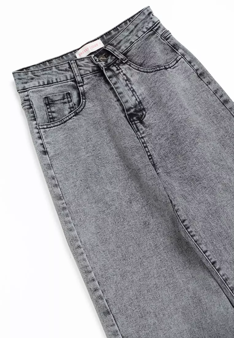 Buy DRUM Denim Washed Relax Cut Long Jeans- Grey Online | ZALORA Malaysia