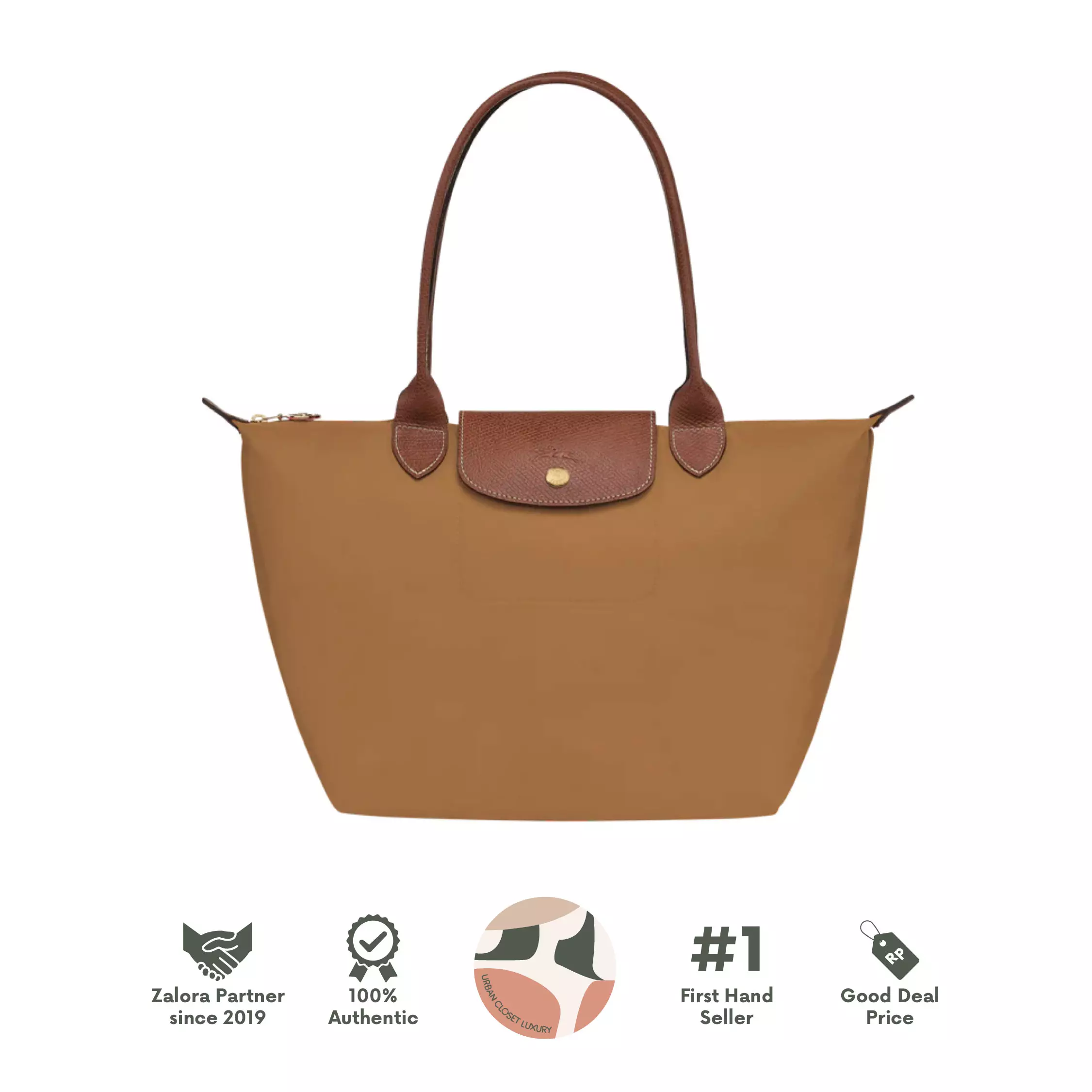 Jual LONGCHAMP Le Pliage Green Small Long Handle Chamois Original 2024 ...