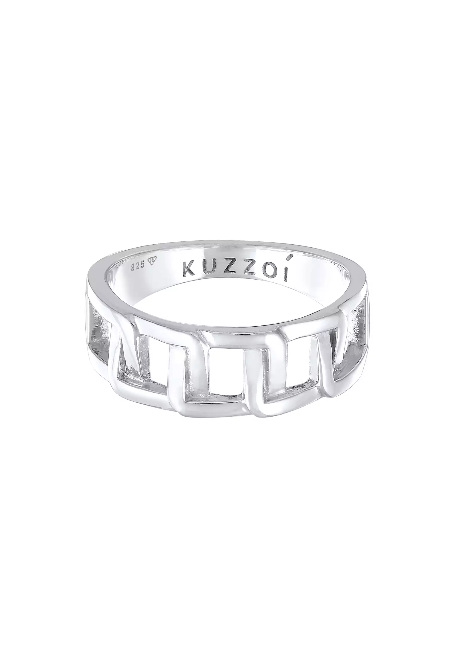 Buy Kuzzoi Men's Silver Rectangular Grid Band Ring 2026 Online | ZALORA