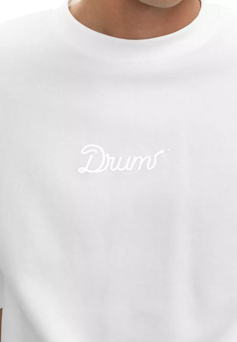 Buy DRUM DRUM Select Reflective Slogan Oversized Tee- White Online ...