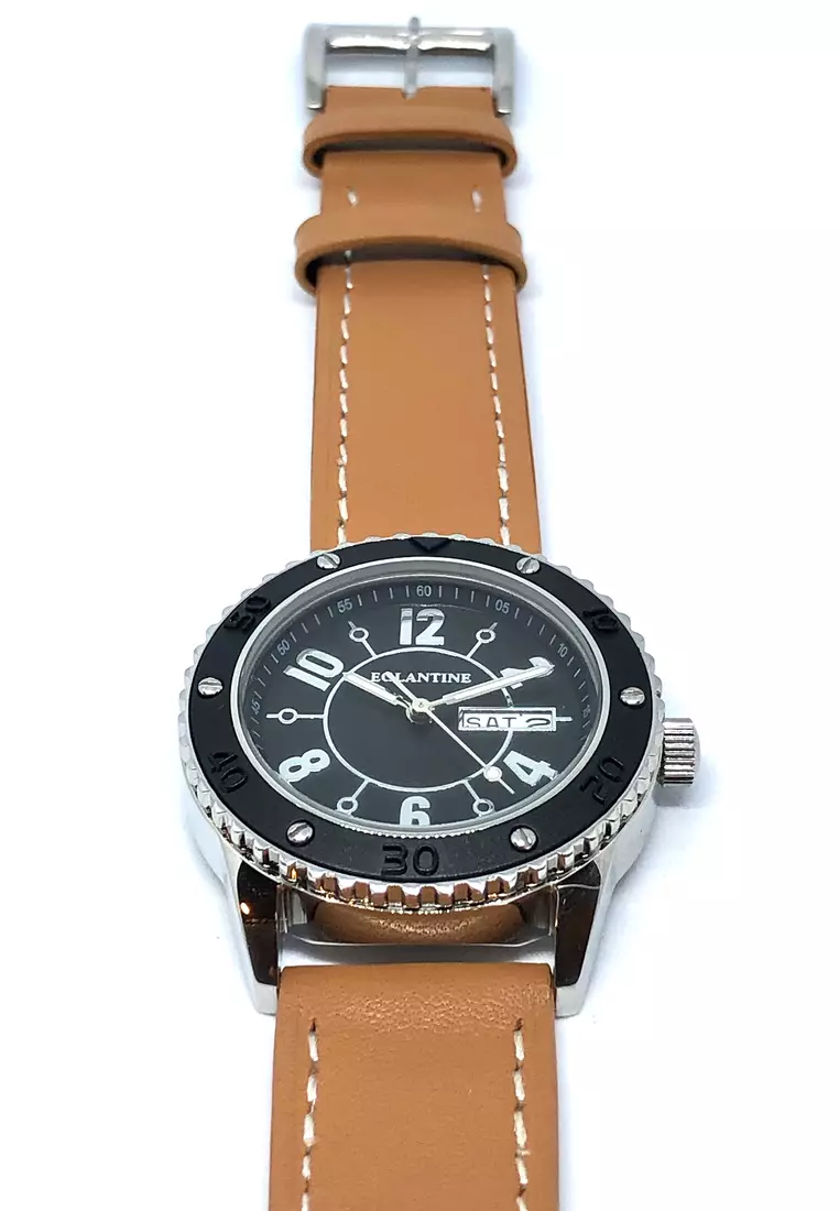 Buy EGLANTINE Vanessa Ladies Steel Quartz Watch Black Dial on Light ...