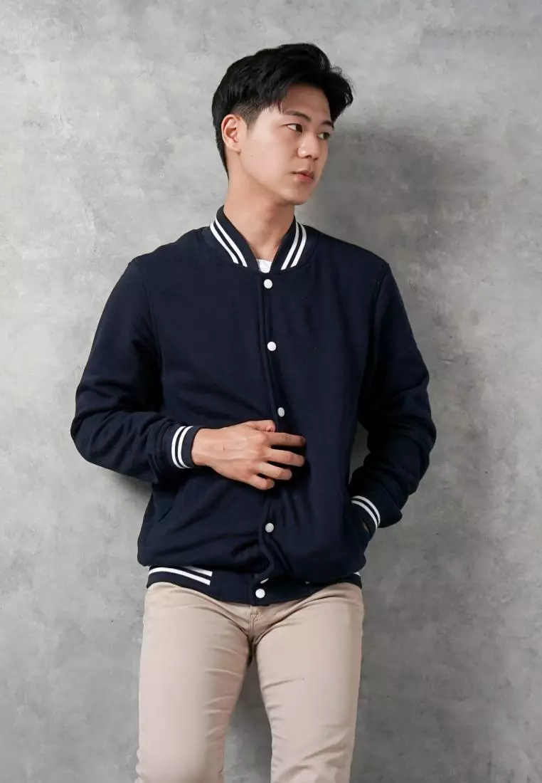 Jual Kale Clothing Kale Jacket Boston Navy / Varsity Jacket Bomber ...