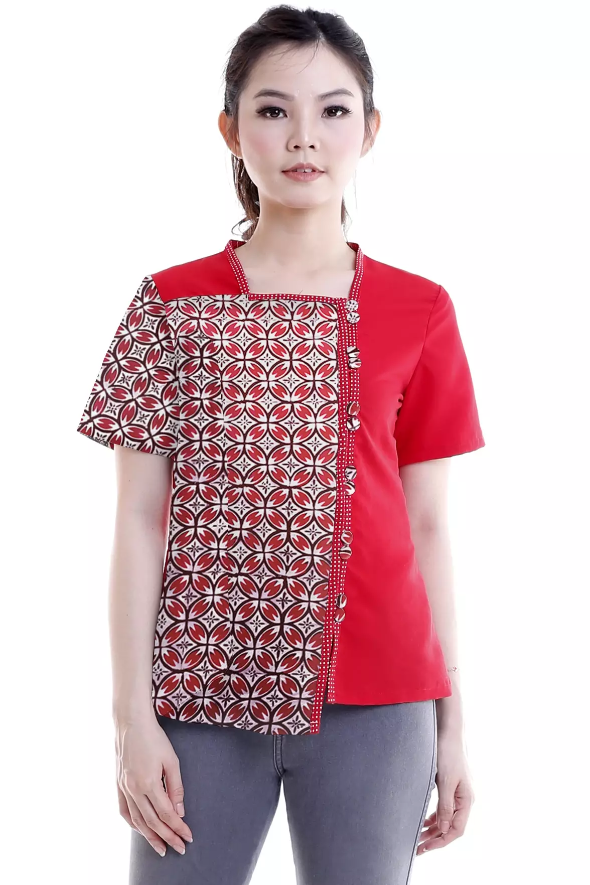 Jual DhieVine Batik Adhistia Kawung Merah Batik Blouse Original 2026 ...