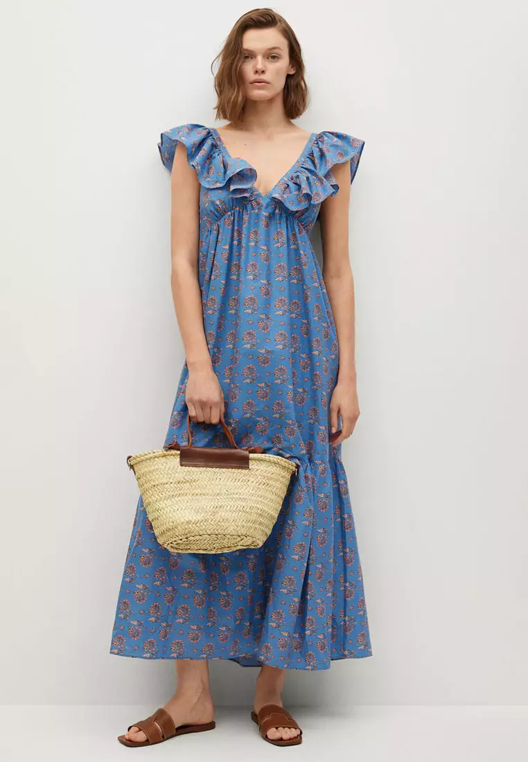 Buy Mango Organic Cotton Ruffled Dress 2025 Online | ZALORA Philippines