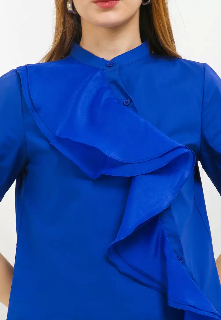 Jual ELLE Asymmetrical Ruffle Top Original 2025 | ZALORA Indonesia