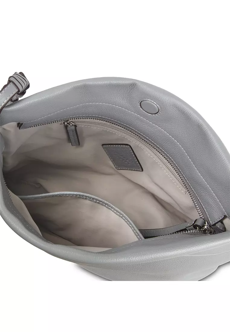 Samuel Ashley Merly Half-moon Leather Hobo - Ash Grey 2025 | Buy Samuel ...