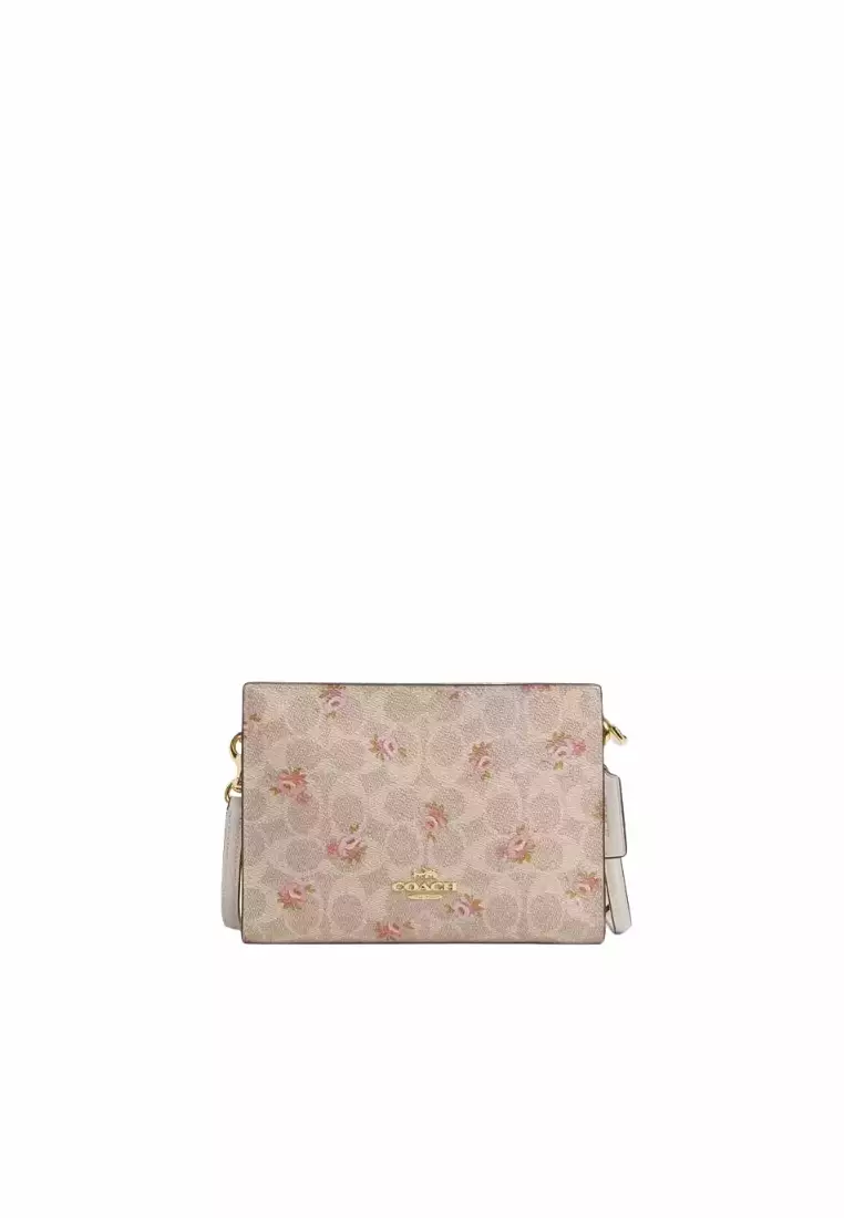 Coach Coach Slim Crossbody Bag Signature Canvas With Floral Print In ...