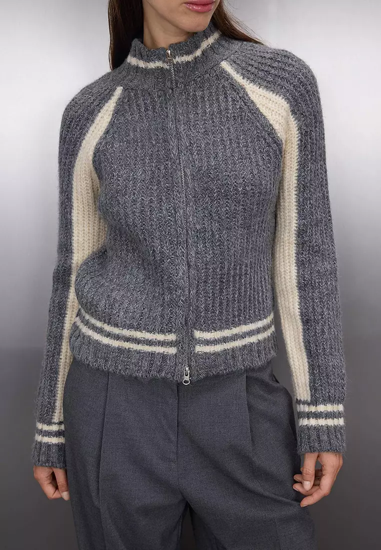 Buy Trendyol Gray Soft Texture Zippered Knitwear Cardigan 2026 Online ...