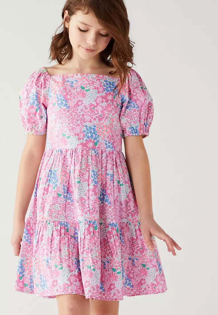 Jual Marks And Spencer Pure Cotton Floral Tiered Dress Original 2026