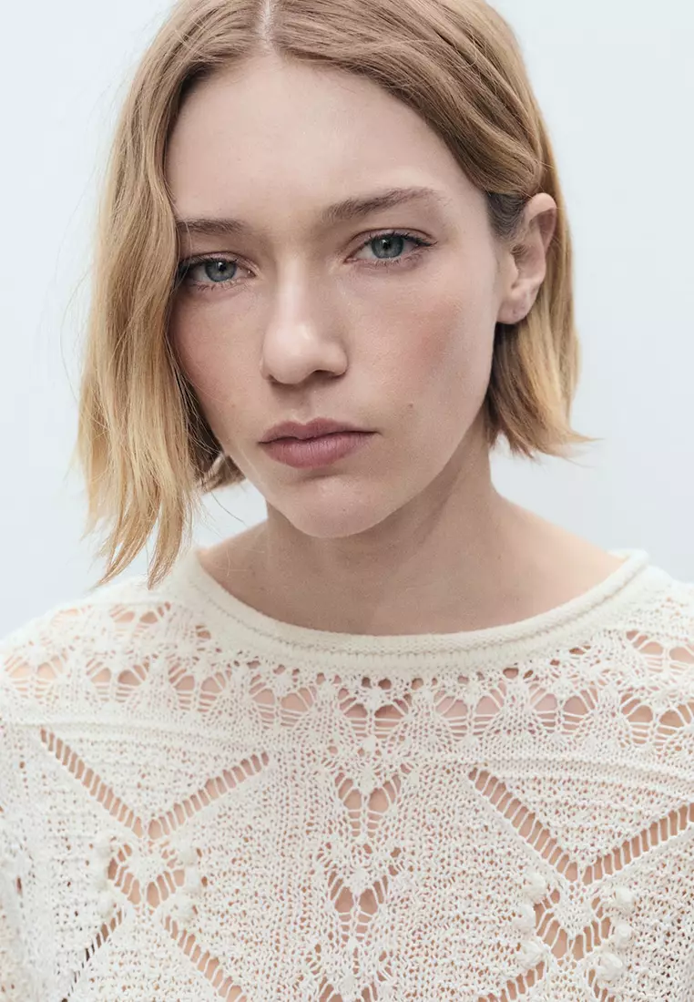 Buy Mango Oversized Openwork Knitted Sweater 2025 Online | ZALORA