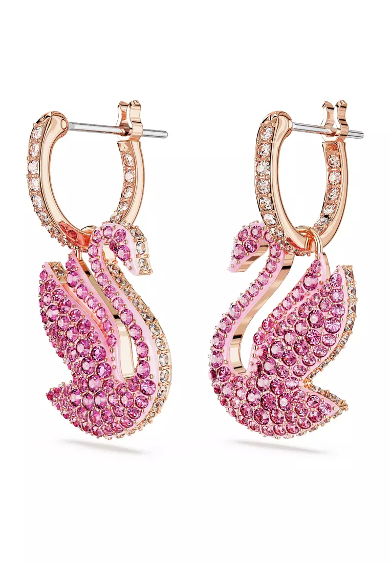 Buy Swarovski Swarovski Iconic Swan Drop Earrings Swan Pink Rose