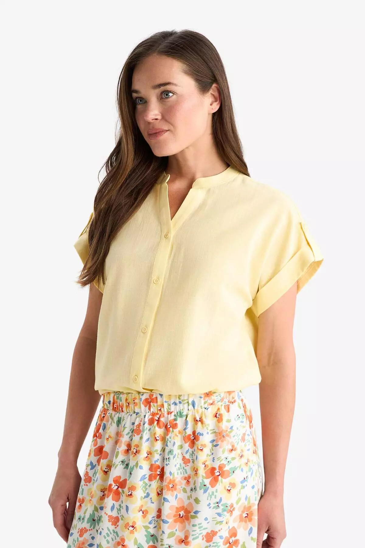 Jual DeFacto Regular Fit Apache Collar Flared Cotton Short Sleeve Shirt ...