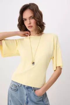 Buy Trendyol Yellow Fitted/Tight-Fitting Low-Sleeve Three-Quarter Soft ...