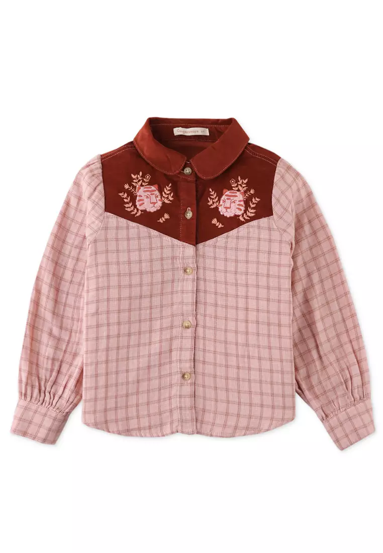 Buy Gingersnaps Girls Button Down Top With Tiger Embroidery Pincord ...