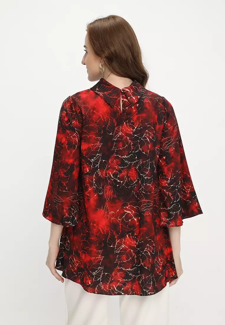 Jual Brilliant Girl Floral Dreafery Blouse Red Motif By Brilliant Girl ...