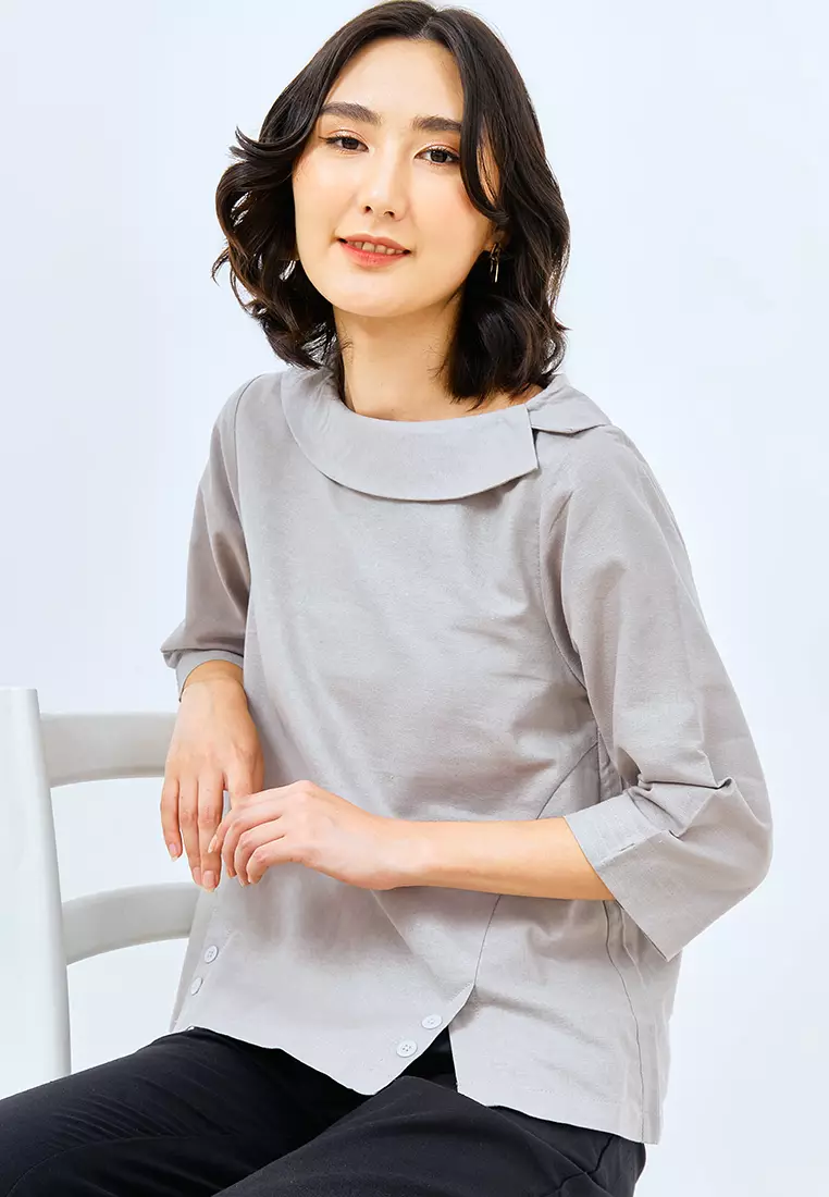 Jual Julia Owers Baju Blouse Wanita KOYUKI - Light Grey Original 2024 ...