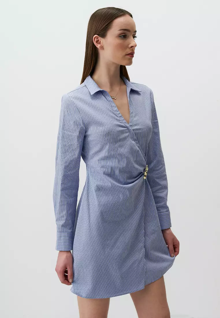 Buy Jimmy Key Jimmy Key Light Blue Shirt Collar Long Sleeve Striped ...