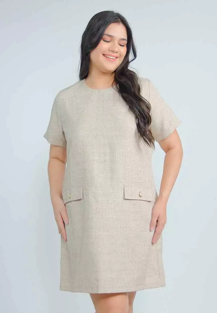 Buy Paperdolls Milly Plus Size Zaria Tweed Dress with Front Pockets 2025 Online | ZALORA Philippines