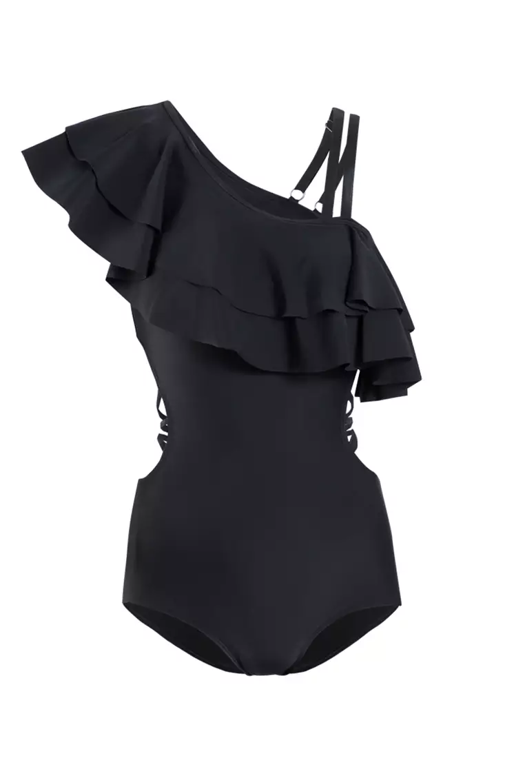 Buy A In Girls Sexy Lotus Shoulder One Piece Swimsuit 2024 Online