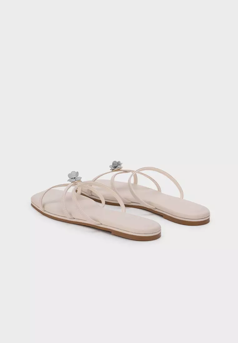 Buy nose FLORAL DETAIL STRAPPY SQUARE TOE FLAT SLIDE 2026 Online | ZALORA
