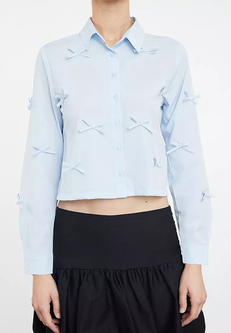 Buy Trendyol Crop Shirt with Ribbon Detail 2025 Online | ZALORA Philippines