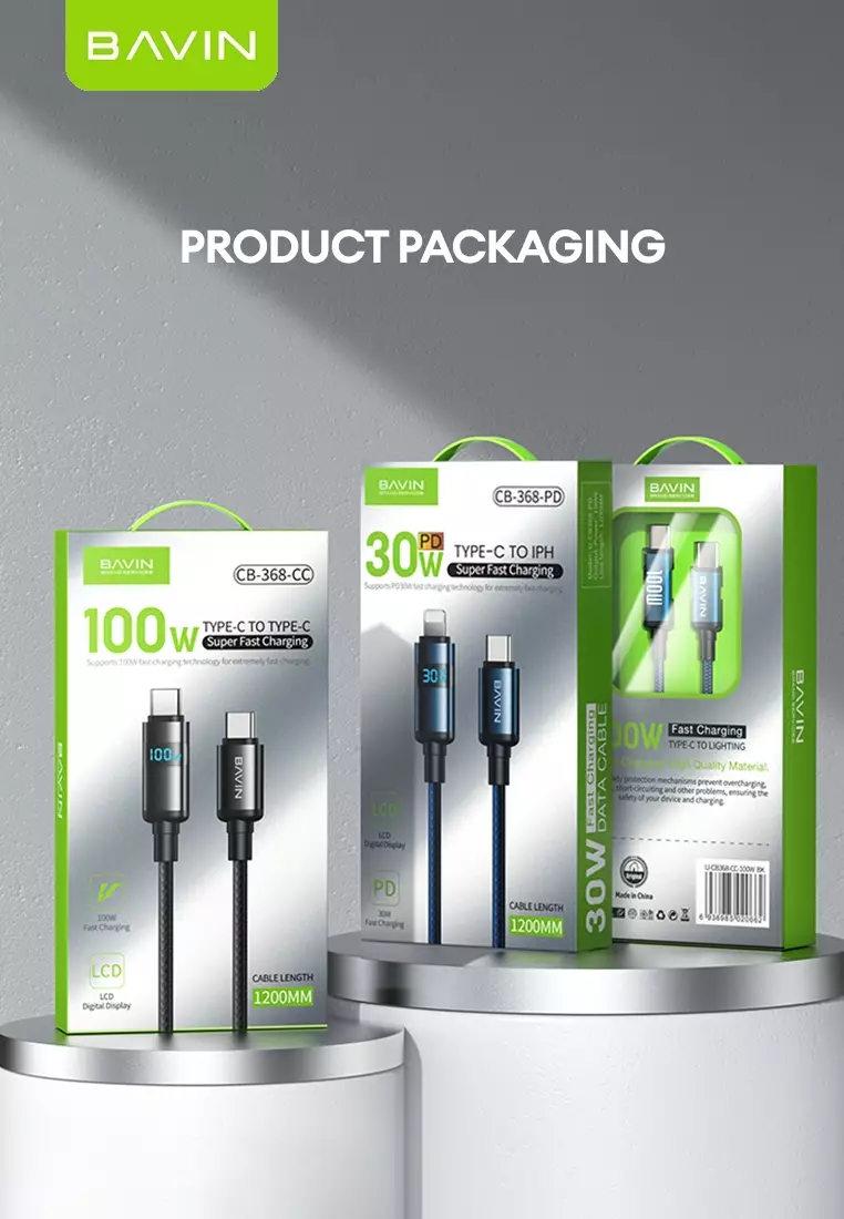 Buy BAVIN CB368 30W Super Fast Charging Nylon Braided Data Cable w ...
