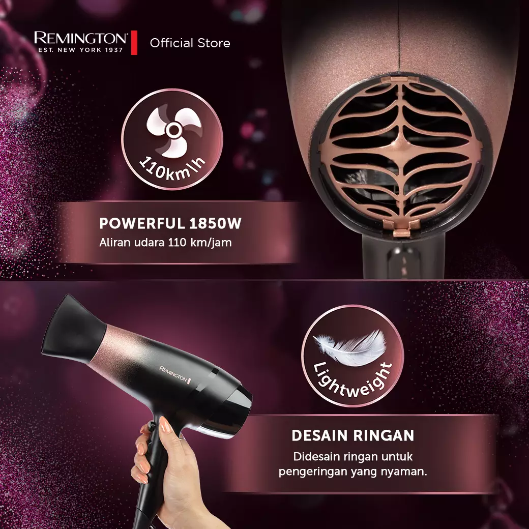Jual remington Remington Hair Dryer/Pengering Rambut Rose Shimmer D5305 ...