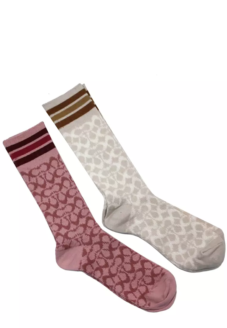 Coach Signature Calf Socks in Rouge/ Chalk CH397 2025 | Buy Coach ...