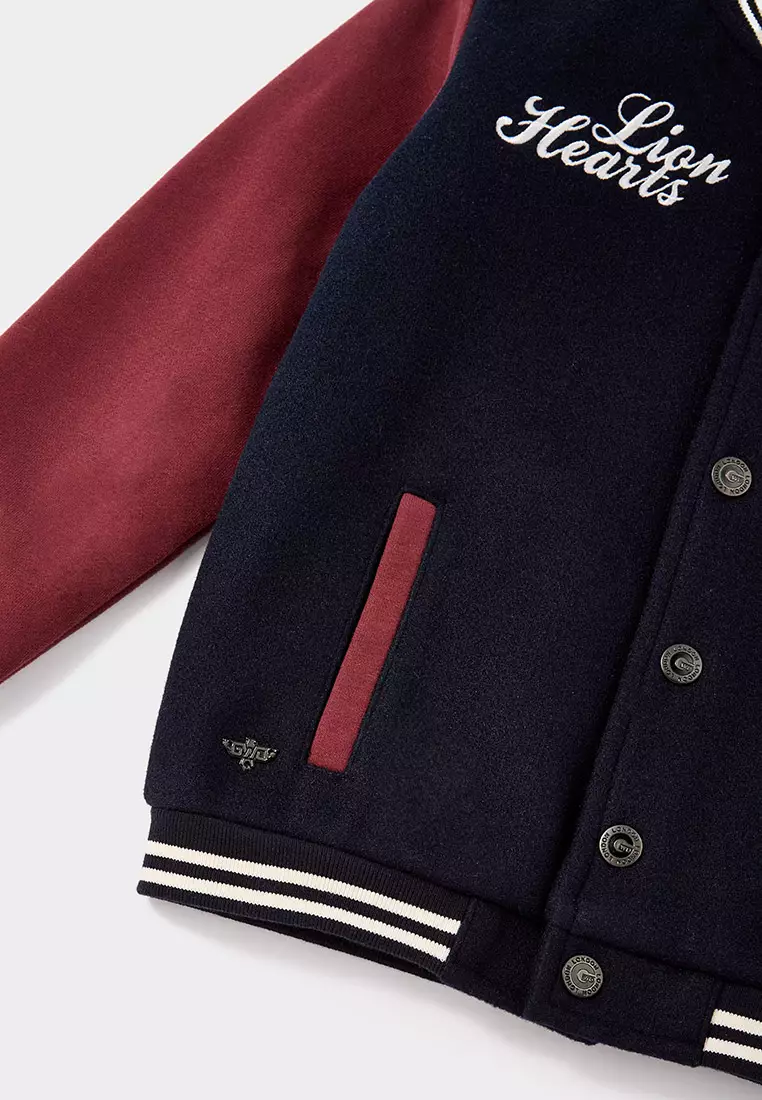 Buy GWD Berkeley Varsity Colour block Jacket with Embroidered Lion ...