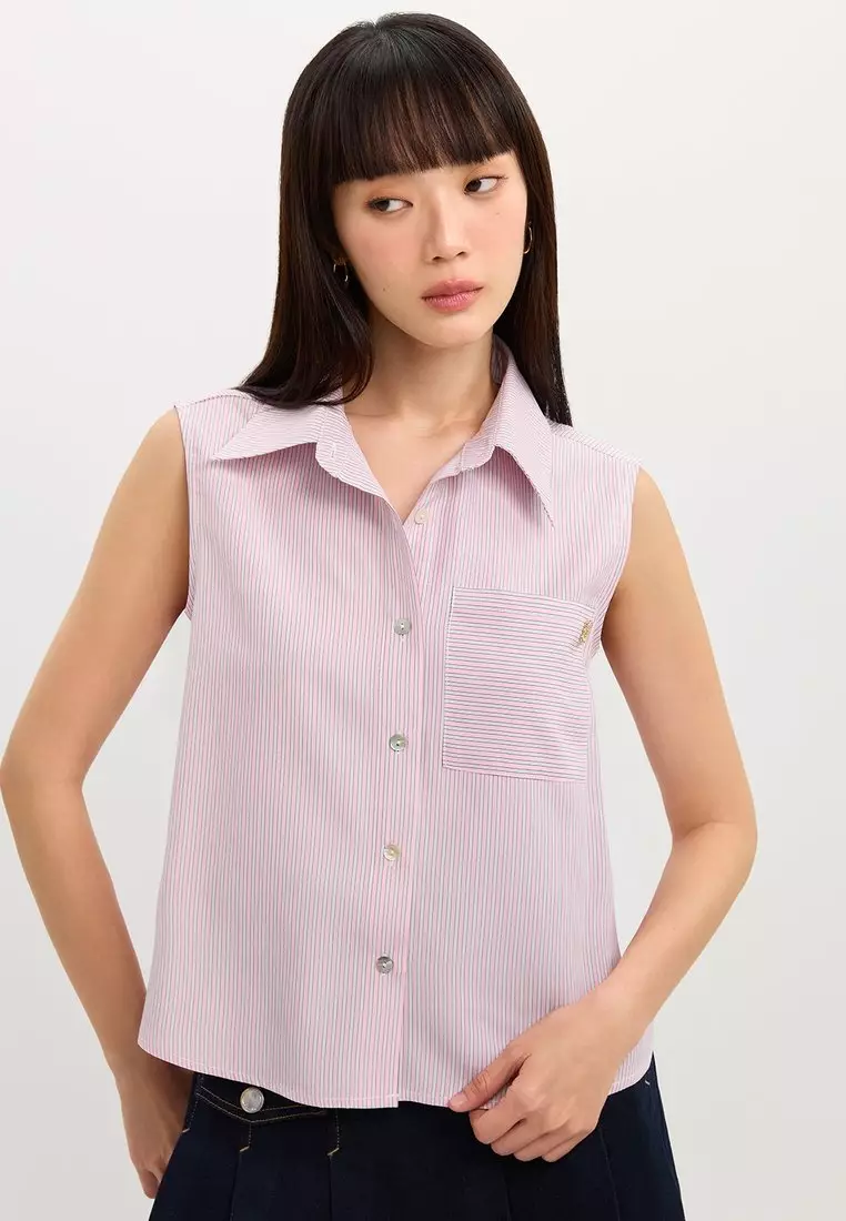 Pomelo Sleeveless Striped Shirt - Light Pink 2026 | Buy Pomelo Online ...