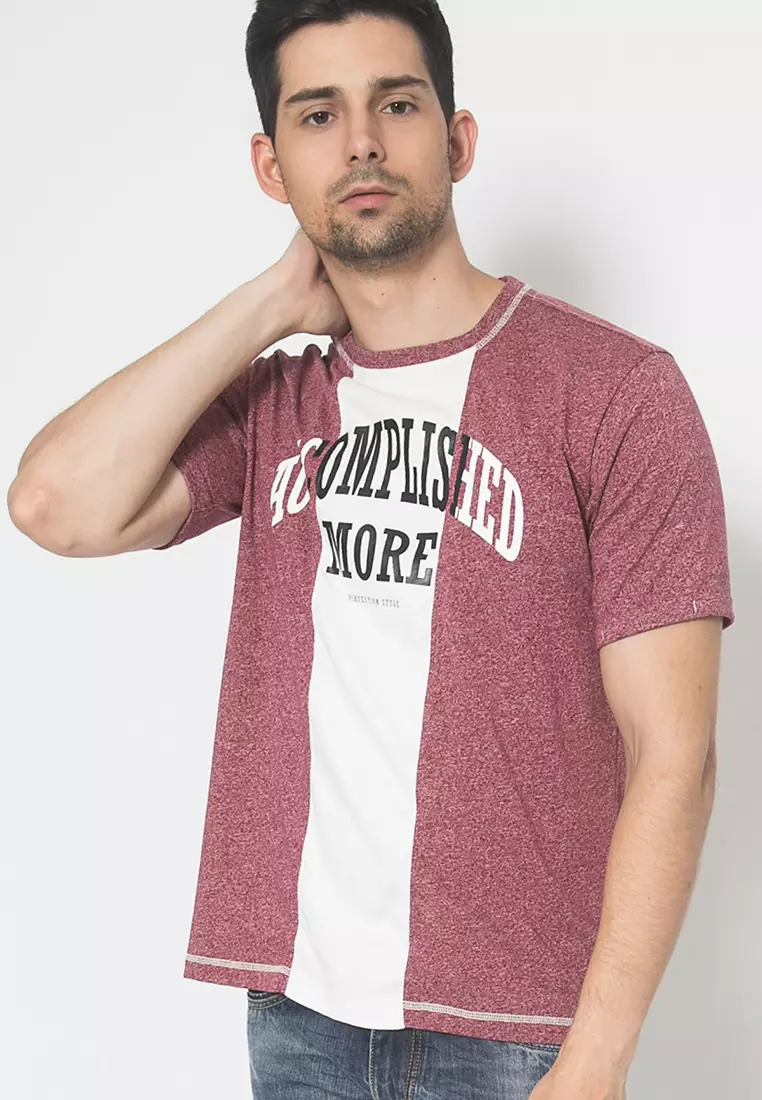 Jual Johnwin Slim Fit - Kaos Casual - Motif Sablon- Merah Original 2024 ...