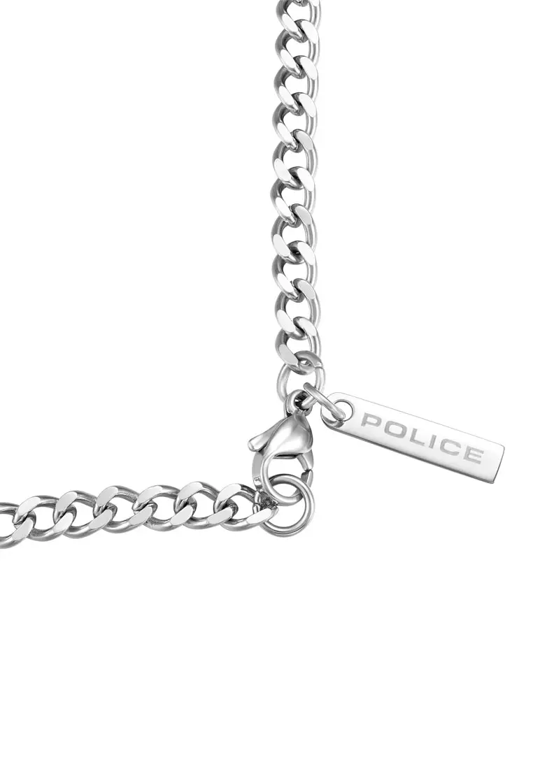 Buy Police Police Zeal Cross With Stones Pendant 20" Cuban Chain Silver ...