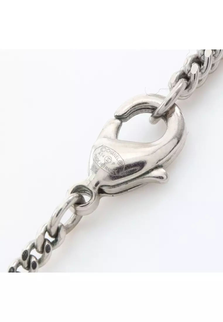 Buy Chanel Pre-Loved Chanel coco mark necklace Rhinestone Silver clear ...