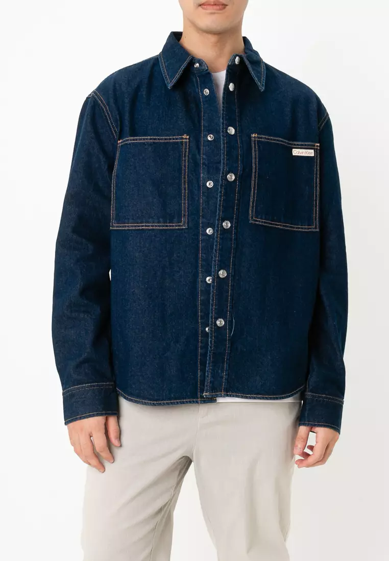 Buy Calvin Klein Relaxed Linear Denim Shirt Calvin Klein Jeans 2025 Online Zalora 