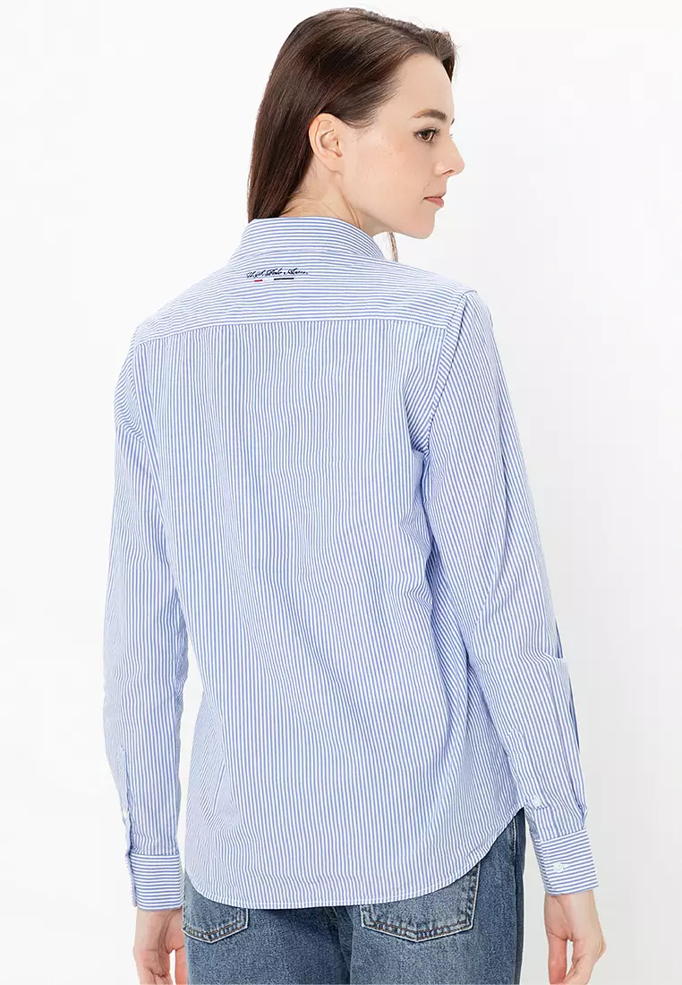 Jual US POLO ASSN Blue Striped Shirt Original 2025 | ZALORA Indonesia