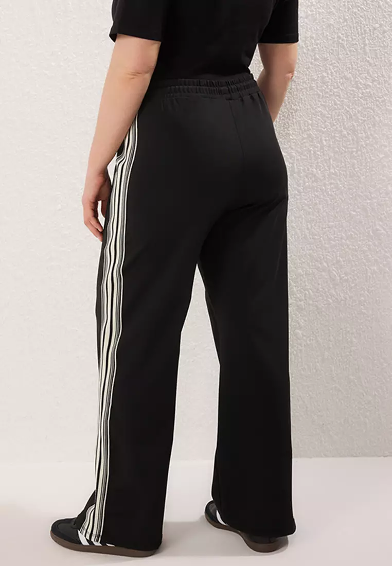 Buy Trendyol Black High Waist Striped Diving/Scuba Fabric Sports ...