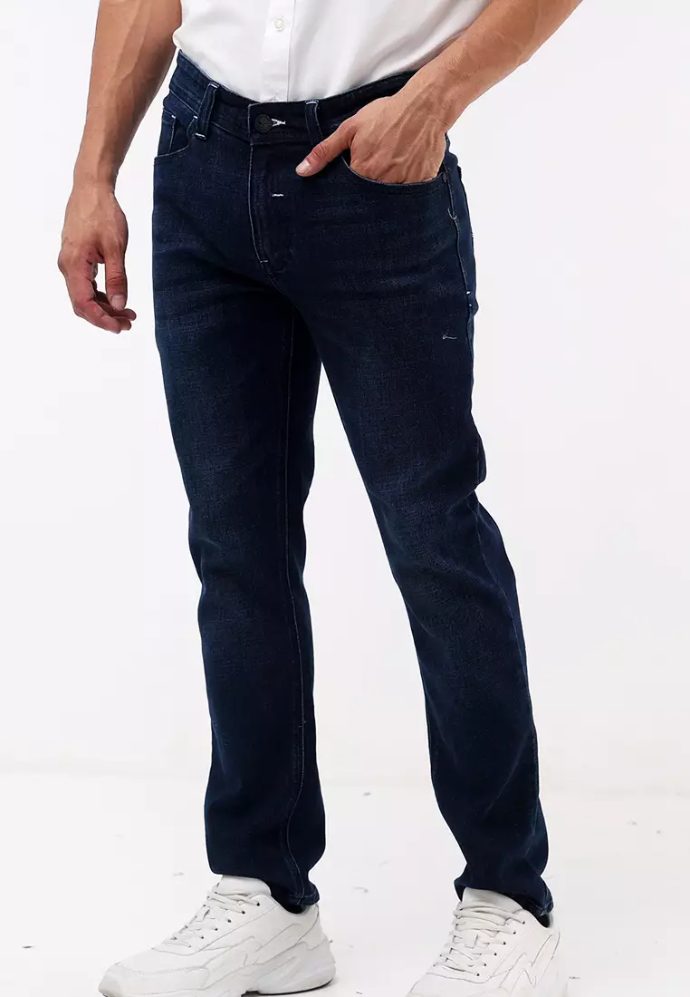 Buy Freego Mens Denim Long Slim Tapered Fit Stretch Jeans 2025 Online ...