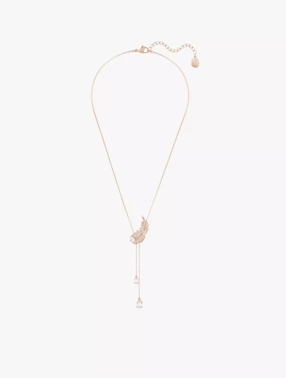 Jual Swarovski Nice Y Pendant, Feather, White, Rose Gold-Tone Plated ...