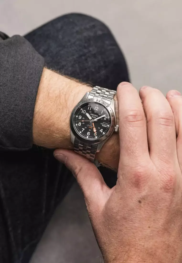 Buy SEIKO Seiko 5 Sports Field ‘Deploy’ Mechanical GMT Stainless Steel ...