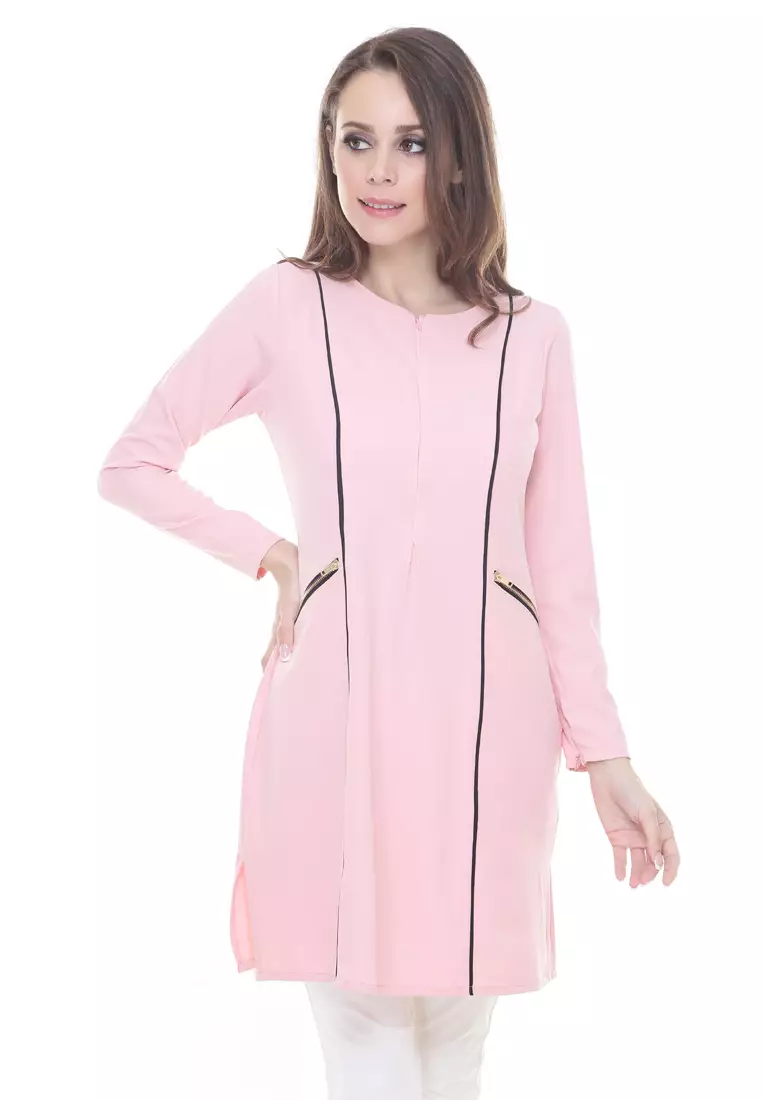 Buy Rina Nichie Basic Jovanda Tunic in Soft Pink Online | ZALORA Malaysia